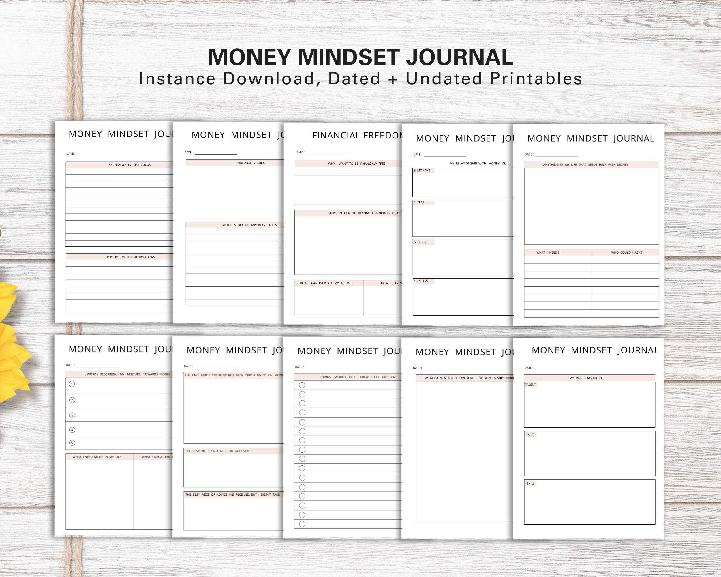 Money Mindset Journal, Financial Planner, Budget Tracker, Money Diary ...