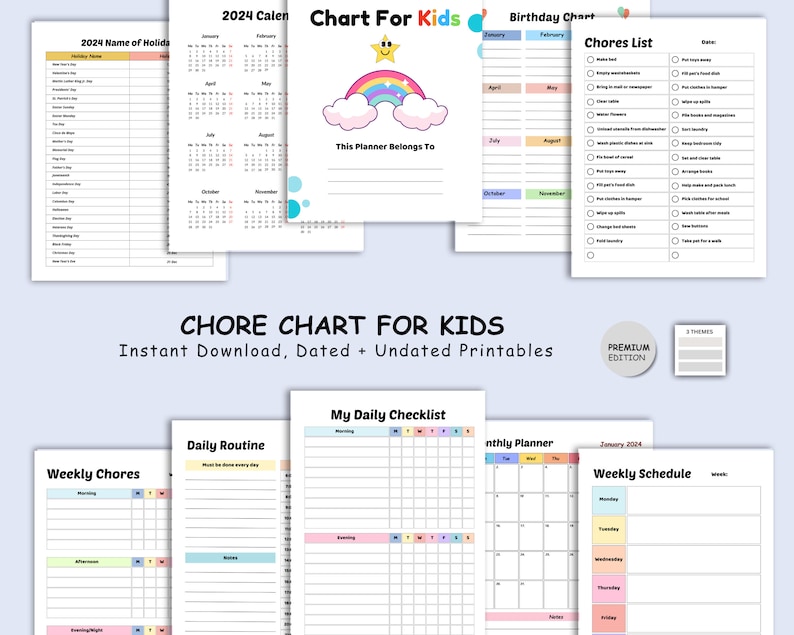 Children's Chore Chart With Reward System, Kids Daily Task Organizer ...