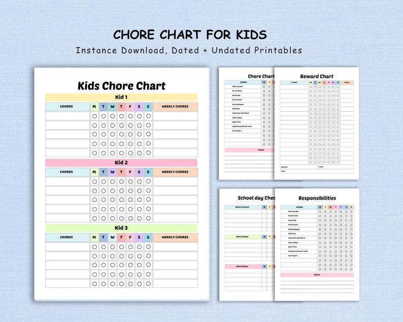Children's Chore Chart With Reward System, Kids Daily Task Organizer ...