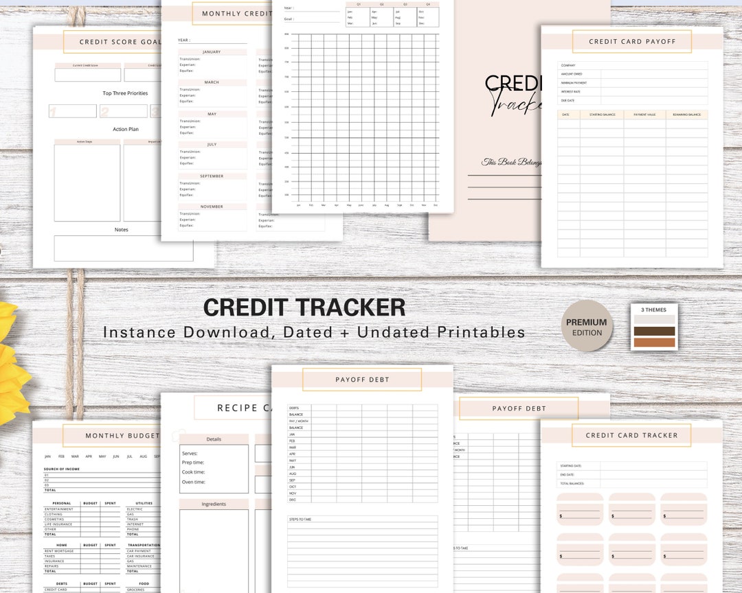Credit Tracker Organizer, Credit Monitoring Tool, Budget Planner ...