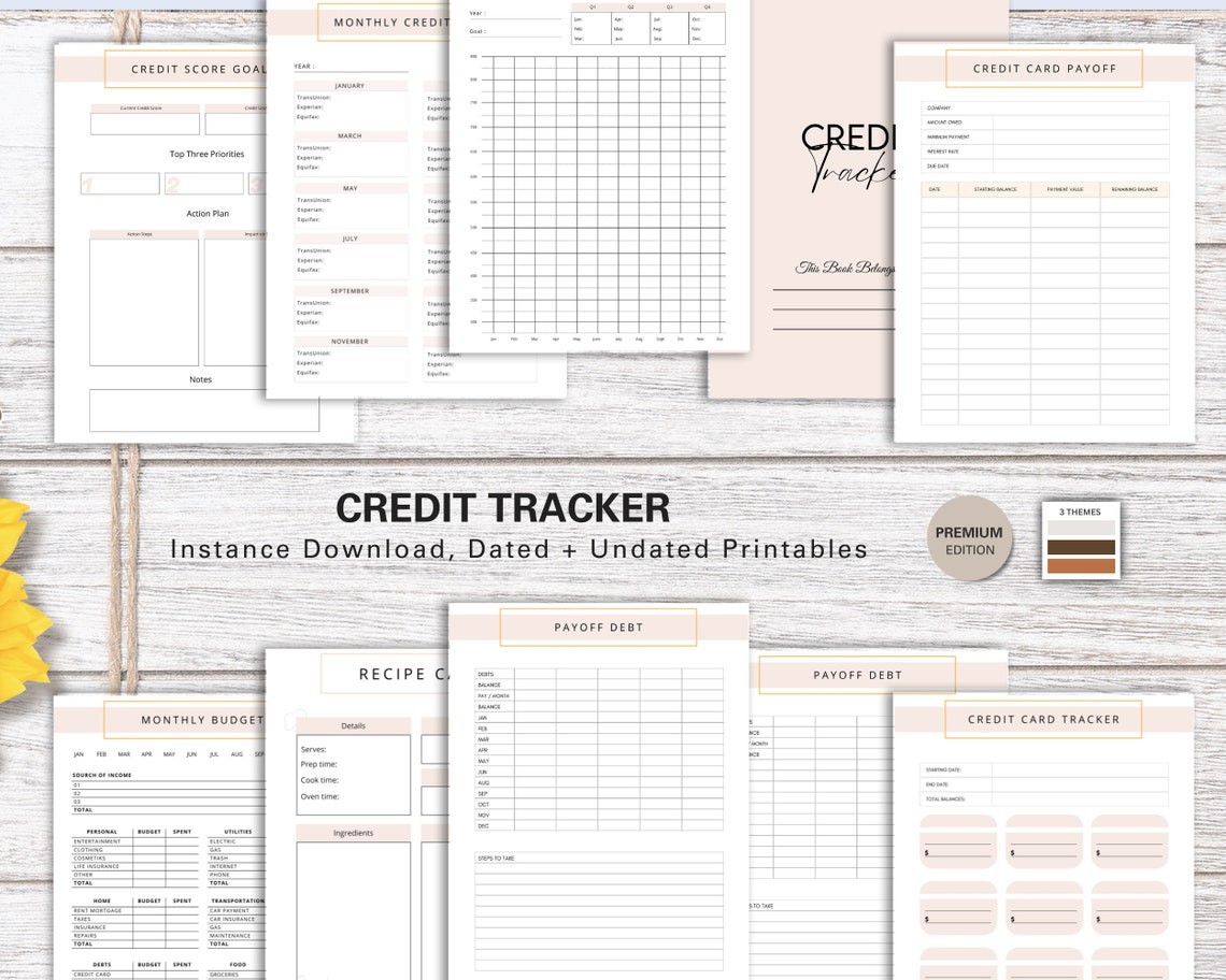 Credit Tracker Organizer, Credit Monitoring Tool, Budget Planner ...