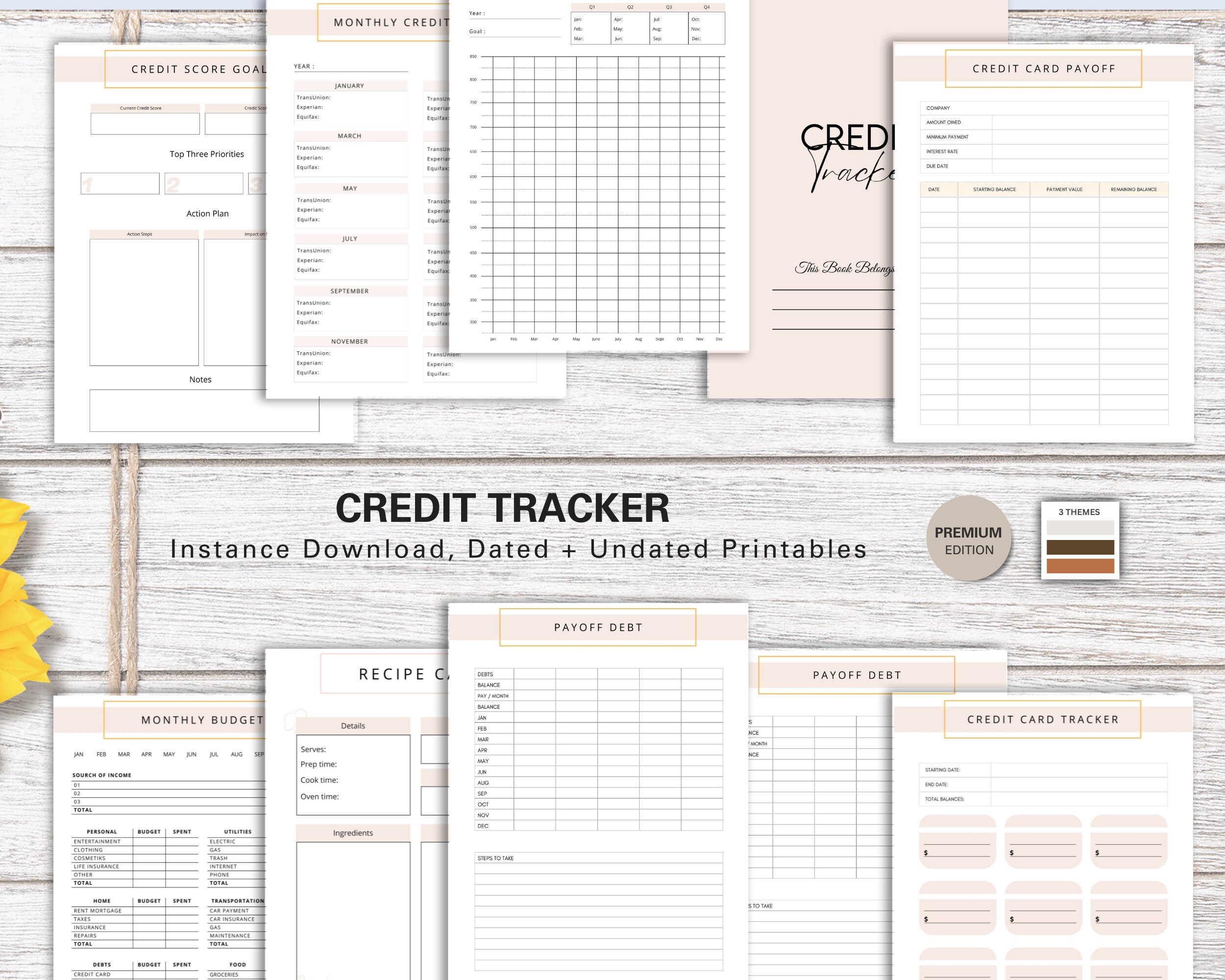 Credit Tracker Organizer, Credit Monitoring Tool, Budget Planner ...