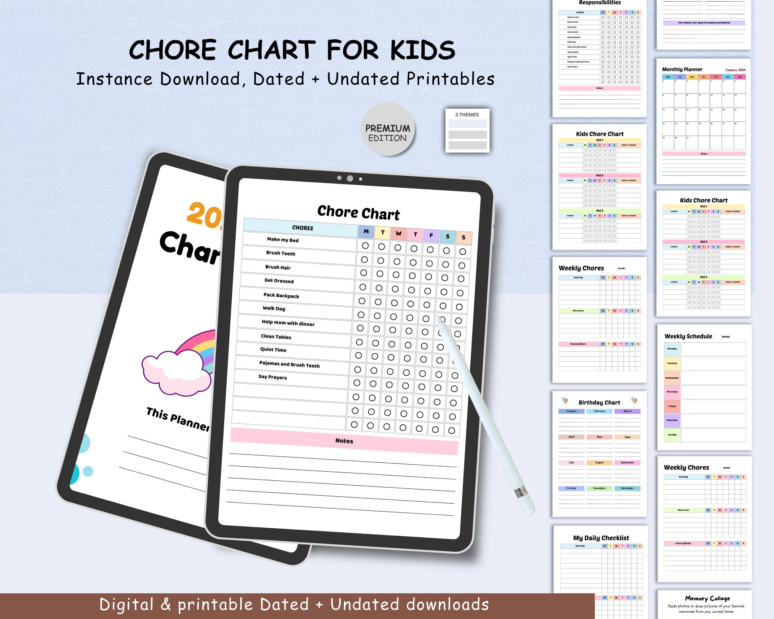 Children's Chore Chart With Reward System, Kids Daily Task Organizer ...