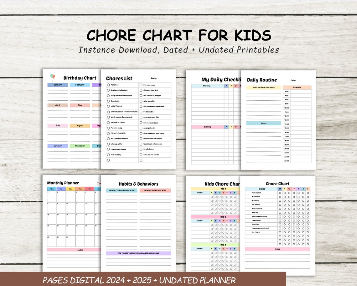 Children's Chore Chart With Reward System, Kids Daily Task Organizer ...