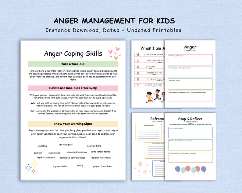 Kids Anger Management Activity 2024, Coping Skills for Children ...