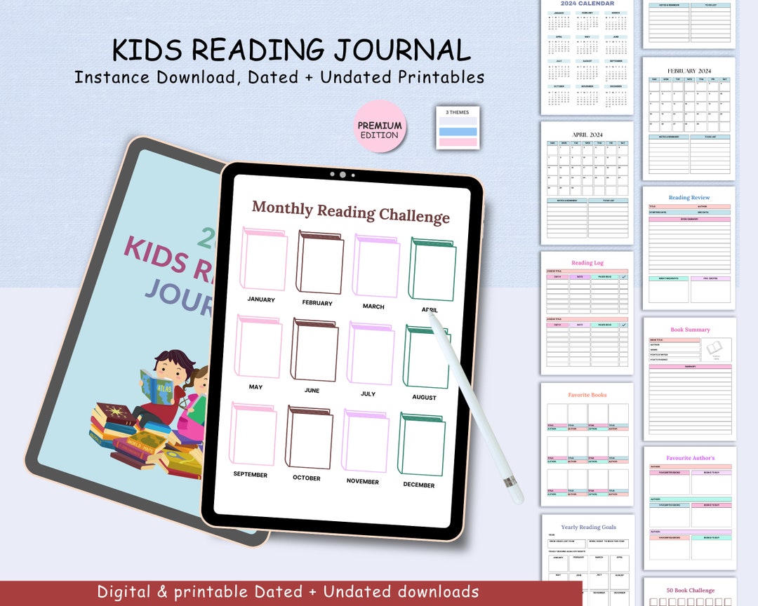 Kids Reading Journal, Children's Book Tracker, Reading Log, Book ...