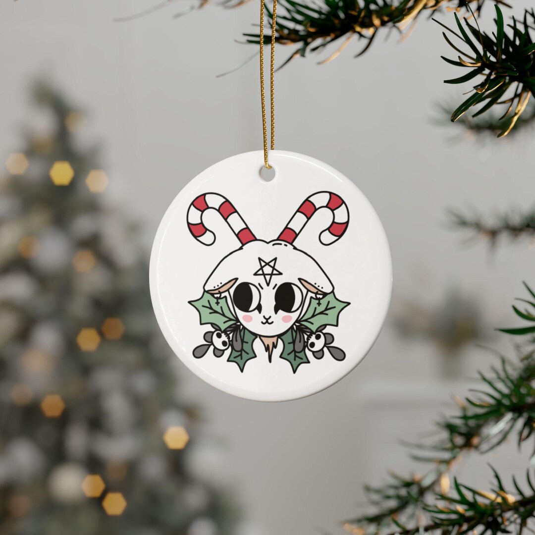 Goat and Pentagram Creepy Christmas Ornament Cute Goth Christmas Decor ...