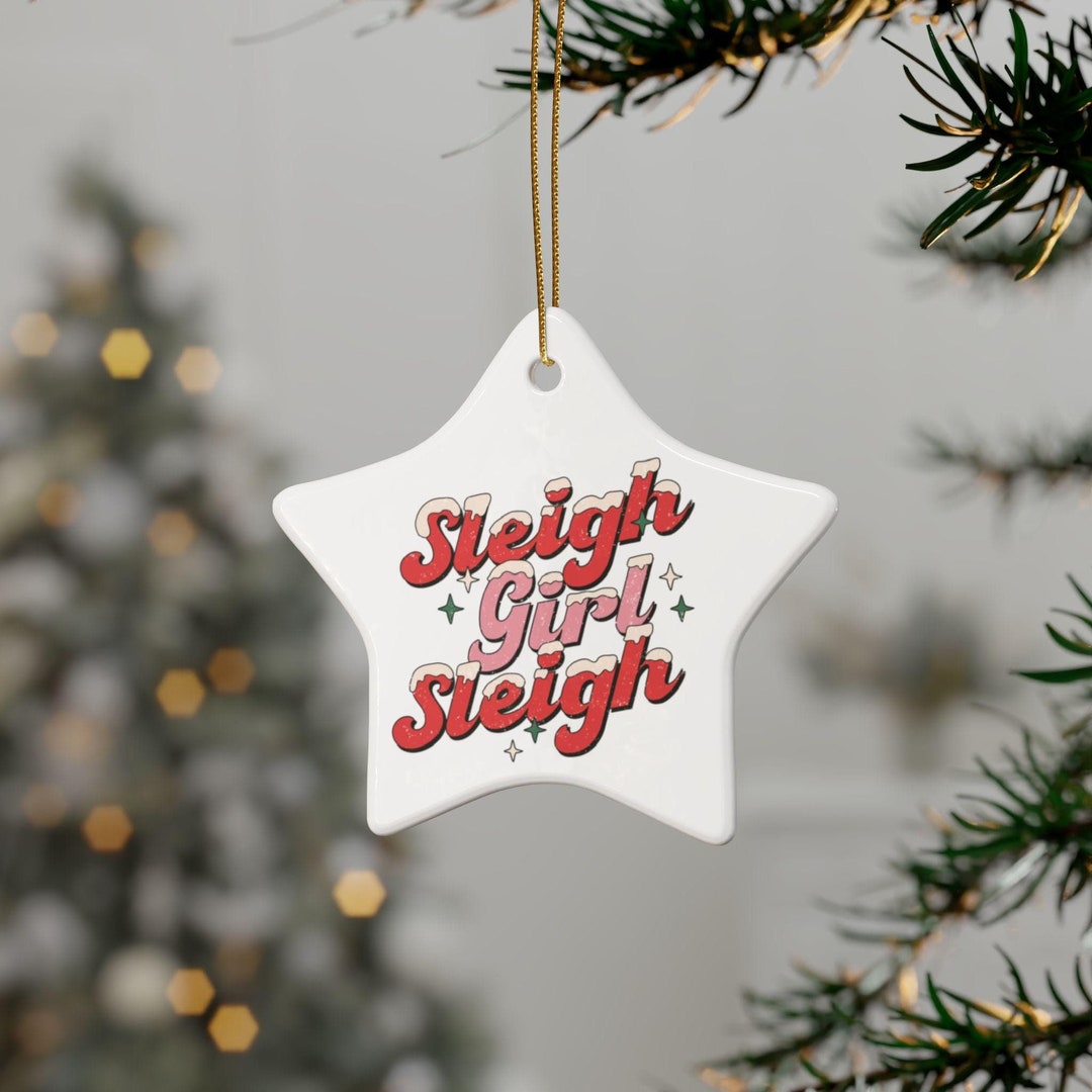 Sleigh Girl Sleigh Christmas Ornament Xmas Tree Decoration Retro Slay ...
