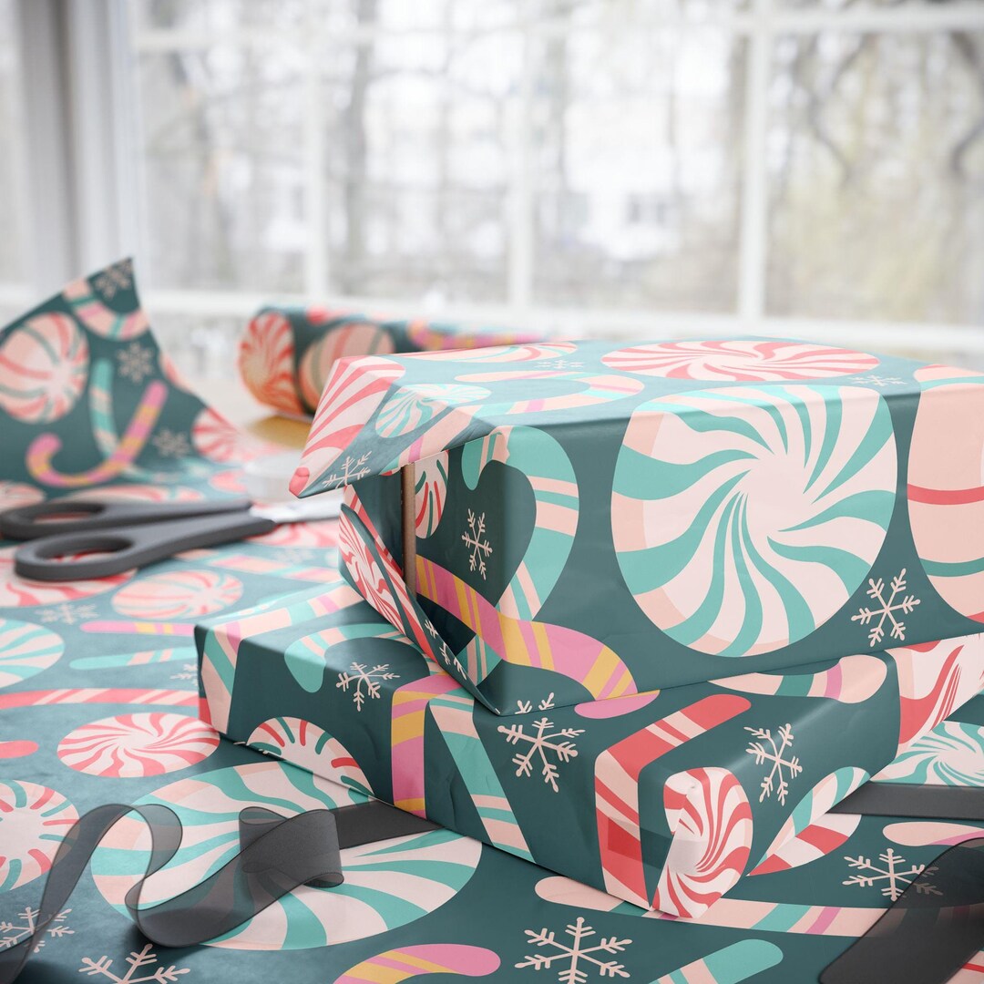 Colorful Candy Christmas Gift Wrap Roll Xmas Wrapping Paper for Holiday ...