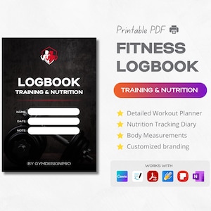 Workout Planner Logbook, Nutrition Diary, Fitness Tracker, Printable A4 ...