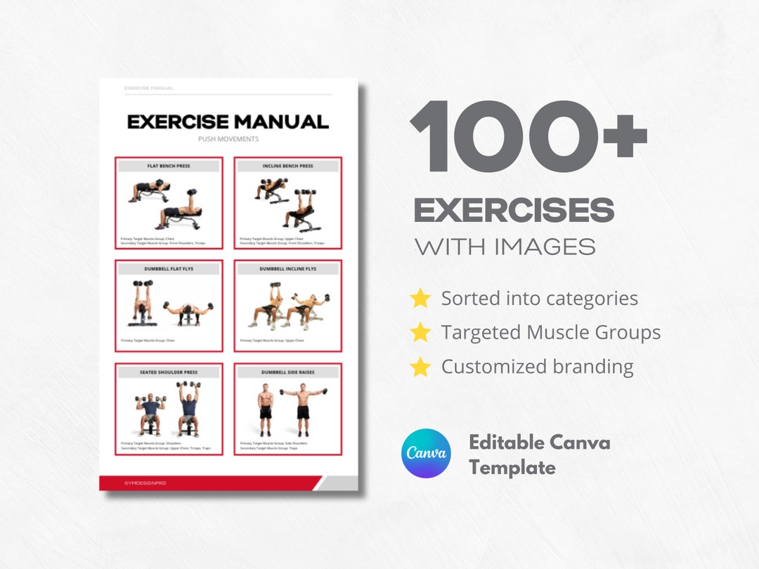 Exercise Workout Template, Gym Fitness Library Guide, Manual, Ebook ...