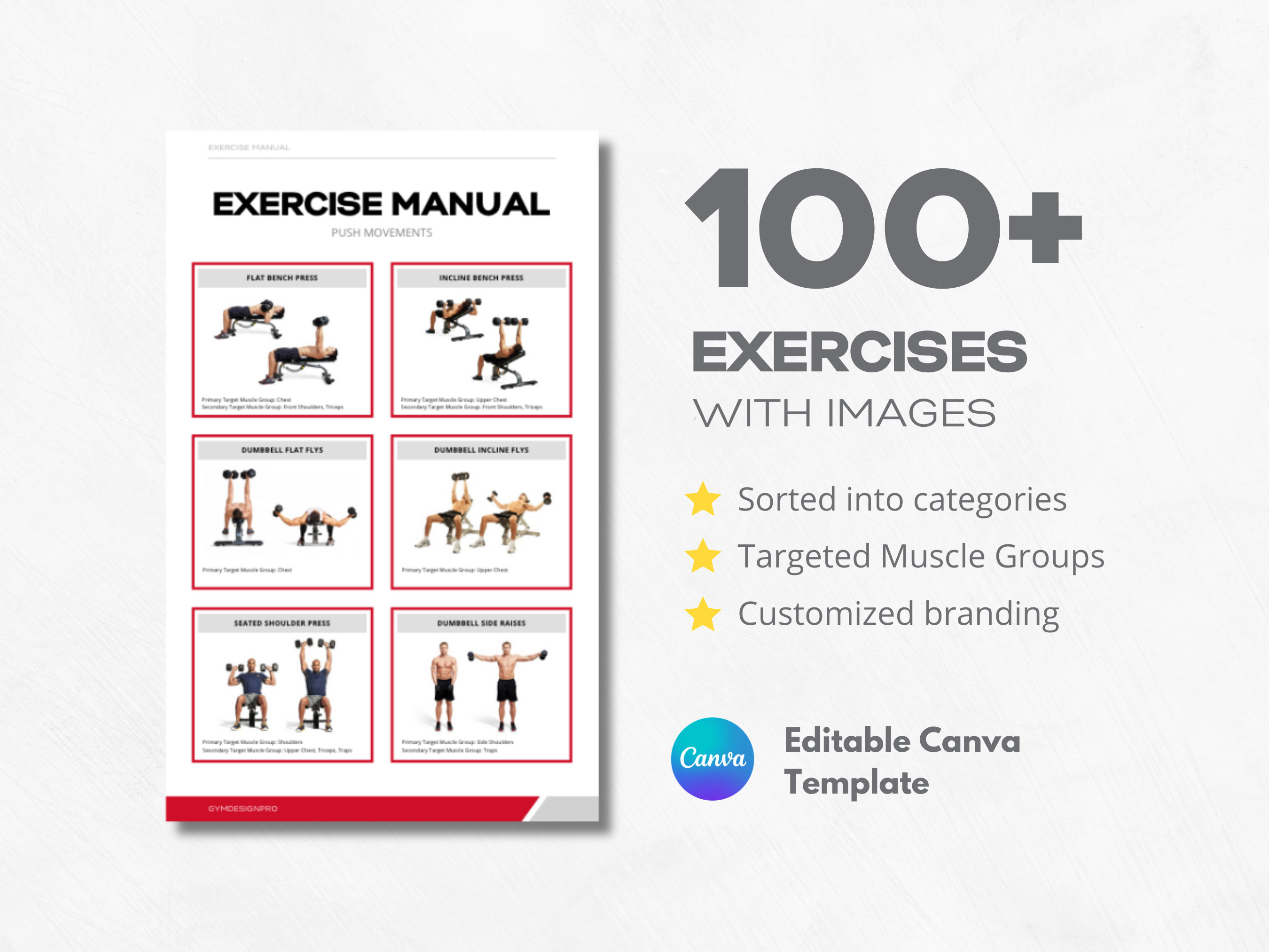 Exercise Workout Template, Gym Fitness Library Guide, Manual, Ebook ...