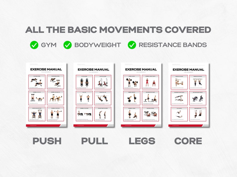 Exercise Workout Template, Gym Fitness Library Guide, Manual, Ebook ...