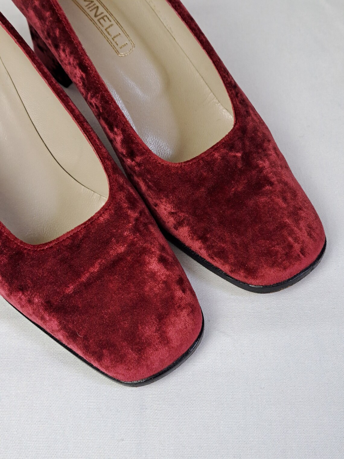 1990s Dark Red Velvet Pumps - Etsy