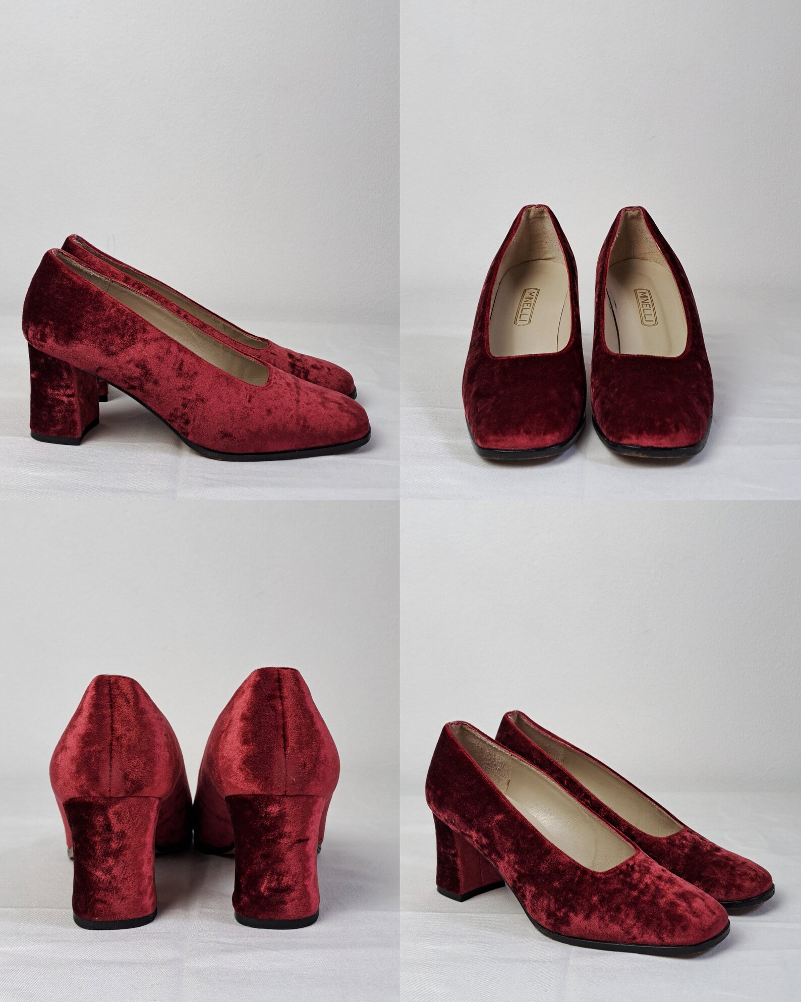 1990s Dark Red Velvet Pumps - Etsy