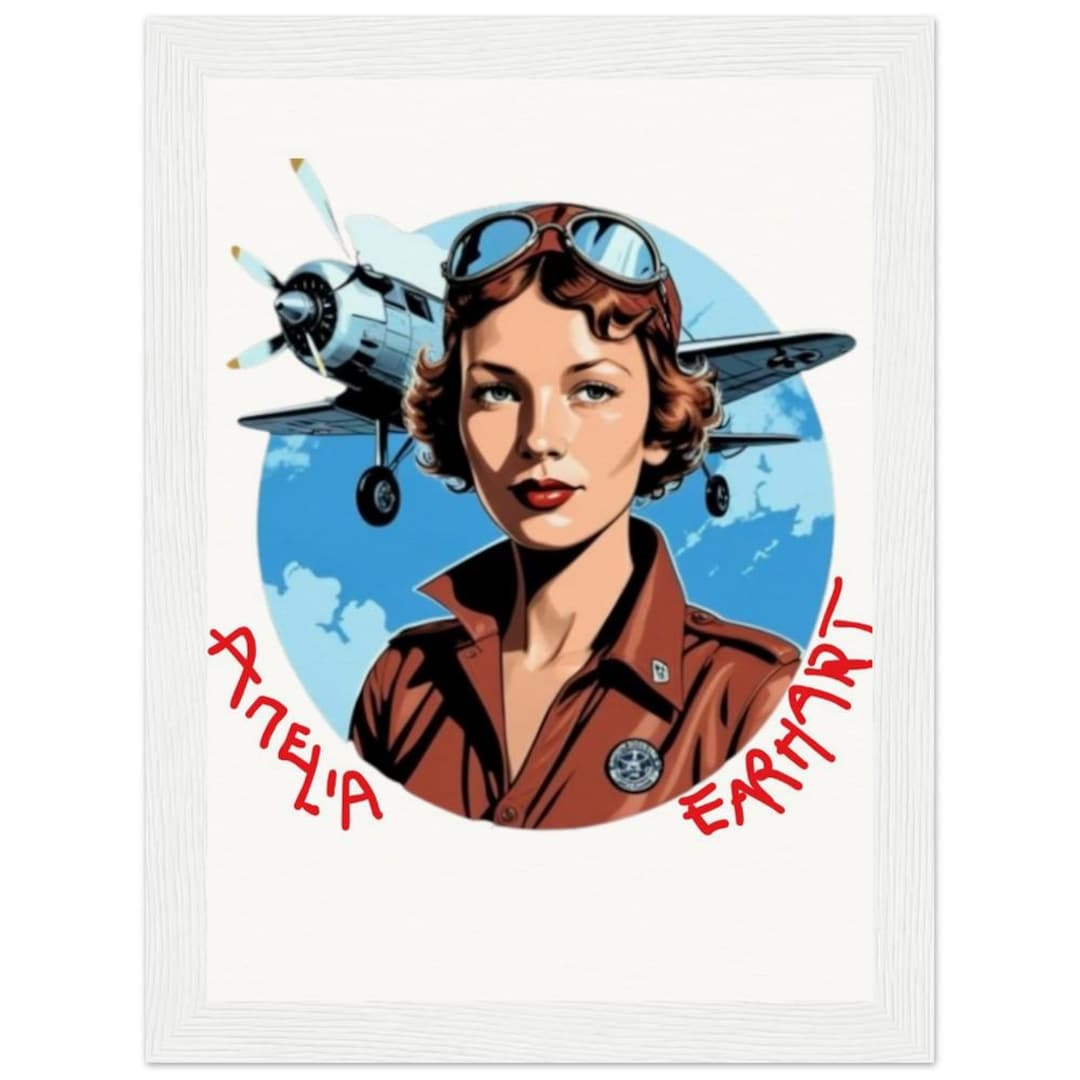 Amelia Earhart Poster Illustration Print, Aviator Wall Art, Vintage ...