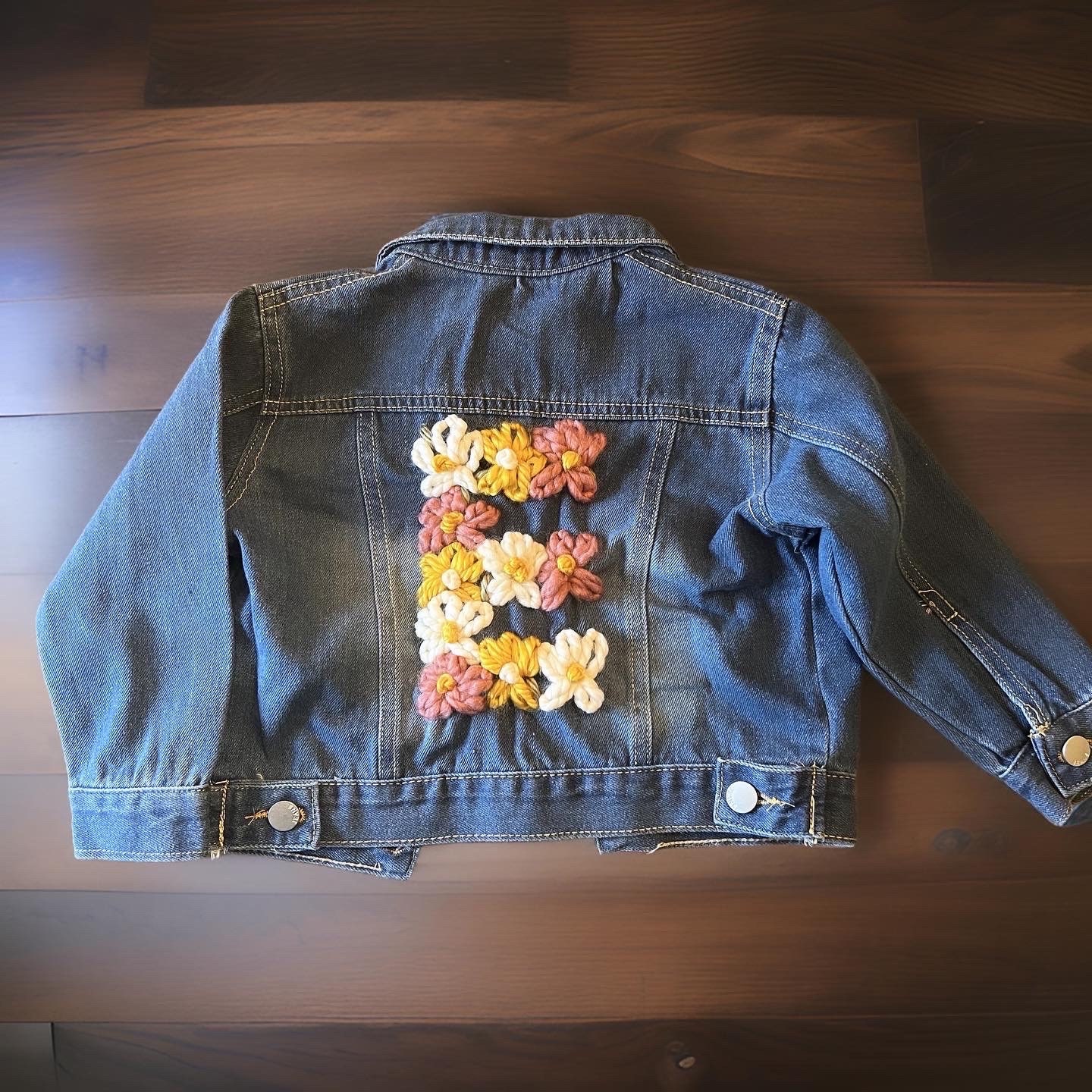 Letter Embroidered Jean Jacket - Etsy