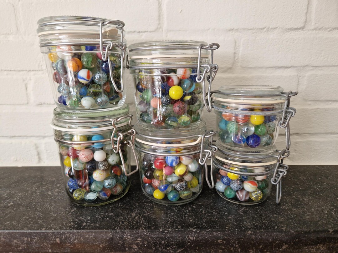 Jars of Old Marbles, Random Mix, 1 to 2.5 Pounds, 100 Est., Vintage and ...