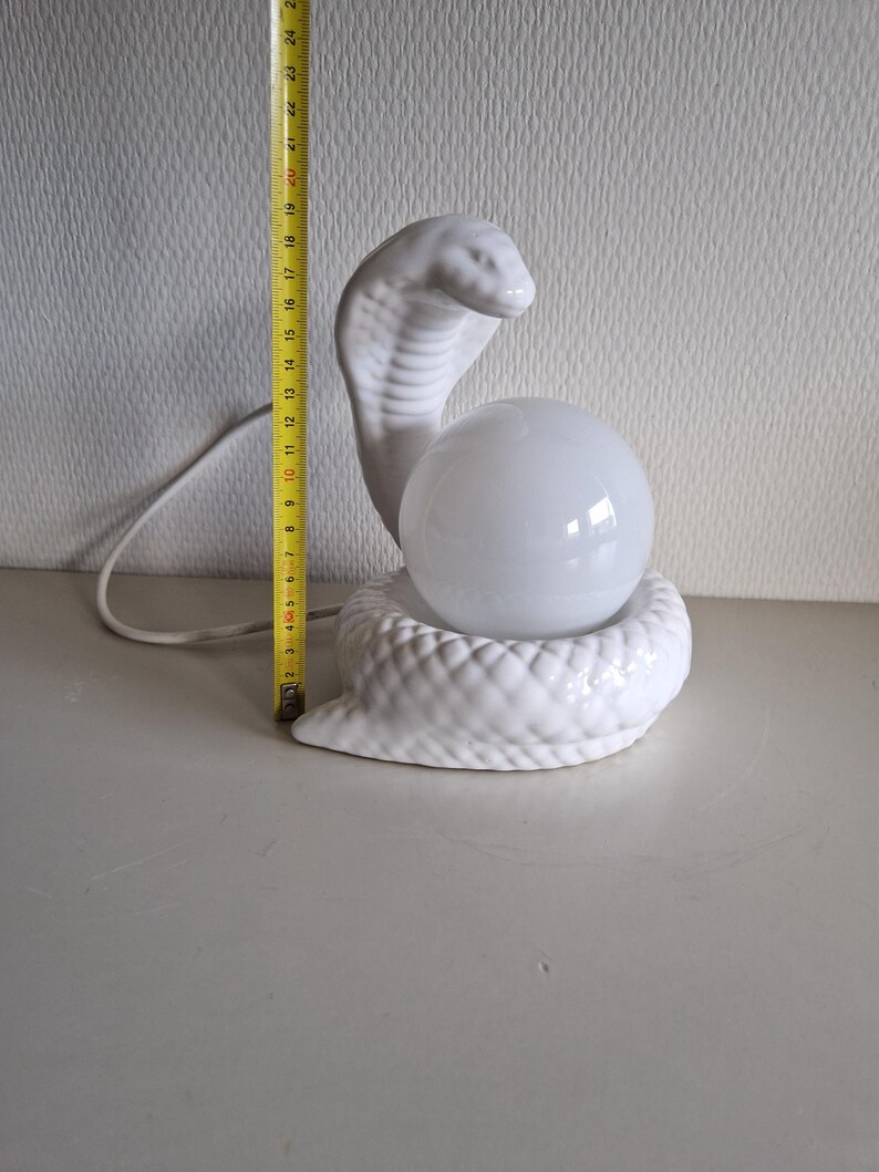 Vintage Late 70s Cobra Snake Lamp. Ceramic With Opaline Glass Globe. in ...