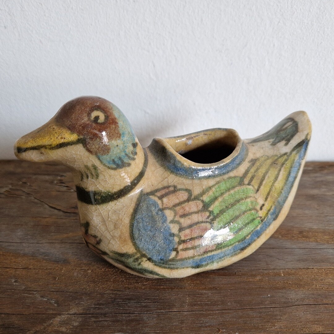 Antique Persian Pottery Bird / Duck Vessel, Middle Eastern, Gorgeous ...