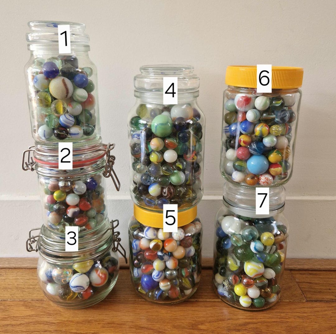 Jars of Old Marbles\shooters, Random Mix, 1.5 to 3 Pounds, >100 Est ...