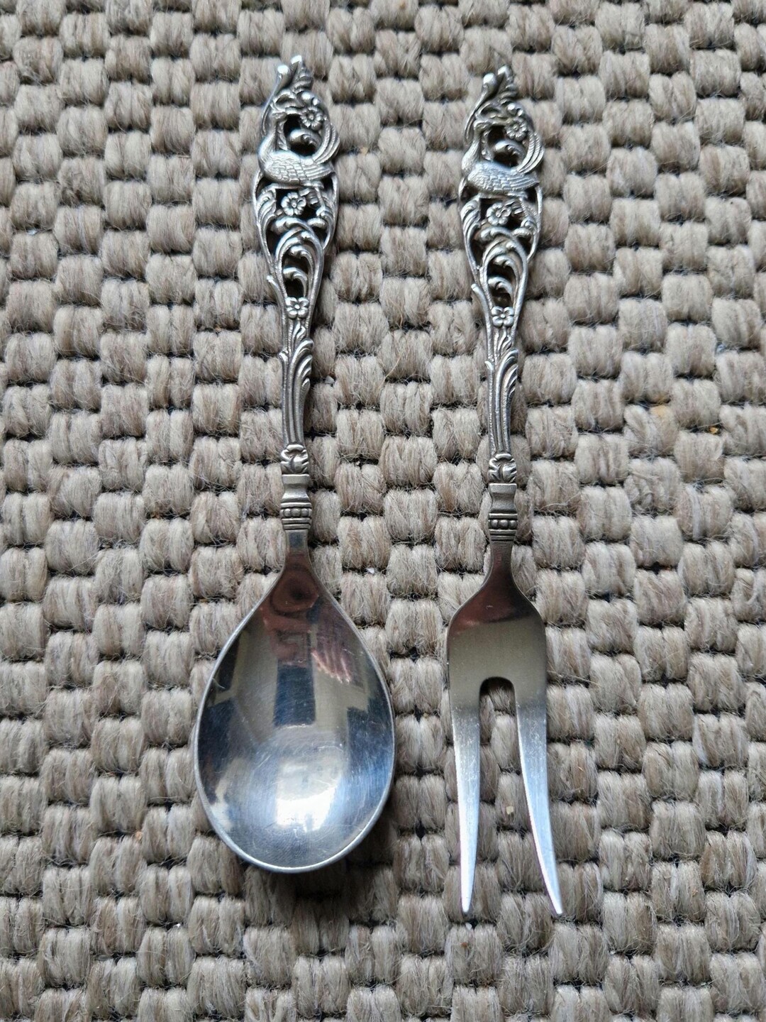 Vintage Set, Gero Model 647 Crane Bird, Jam Spoon, Serving Fork, Silver ...