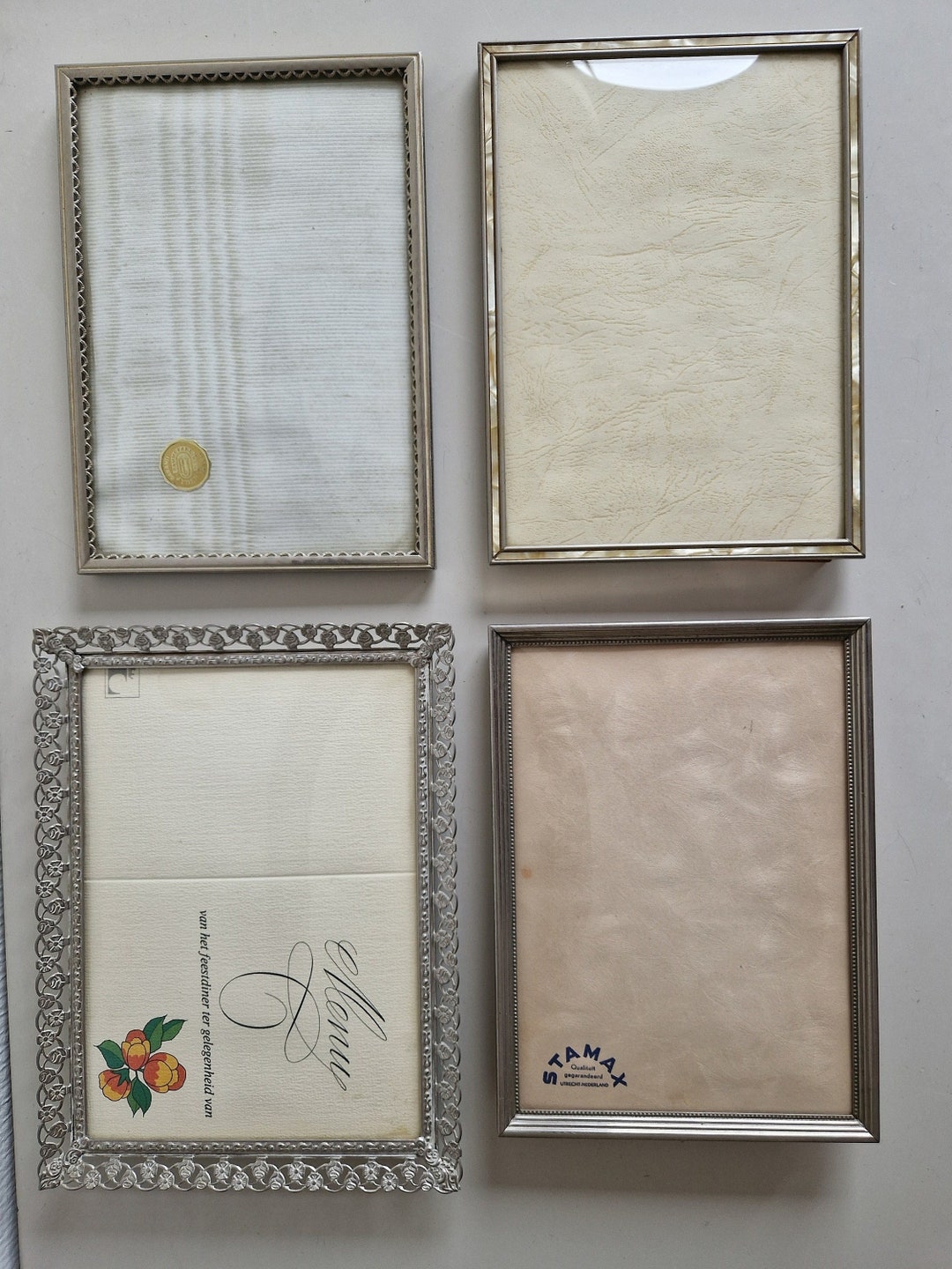 Vtg. Metal Photo Frame, 5x7 Inches, Convex Glass, Concave, Various ...