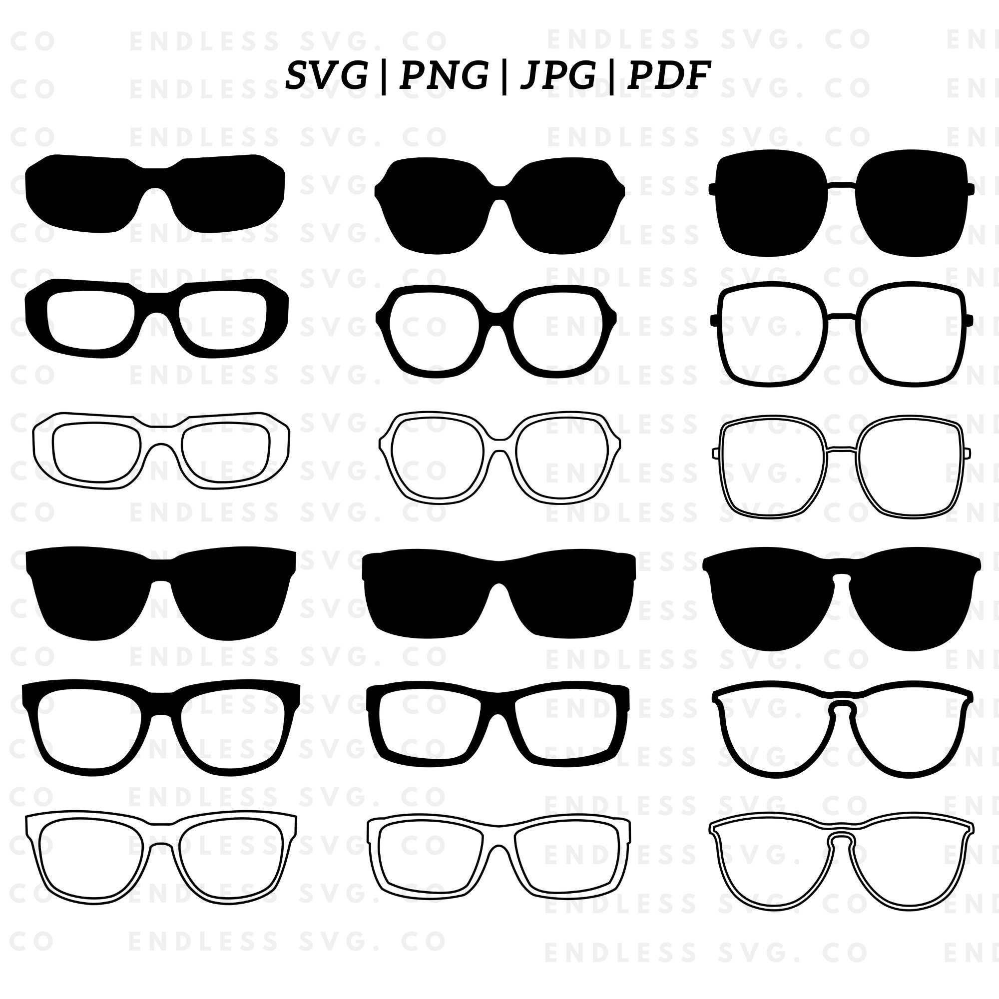 Glasses SVG Bundle Glasses Frames T-shirt Design Sunglasses SVG DIY ...