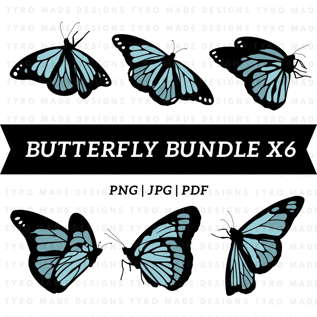 Digital File Blue Butterfly PNG Bundle Butterfly Cut Files PNG ...