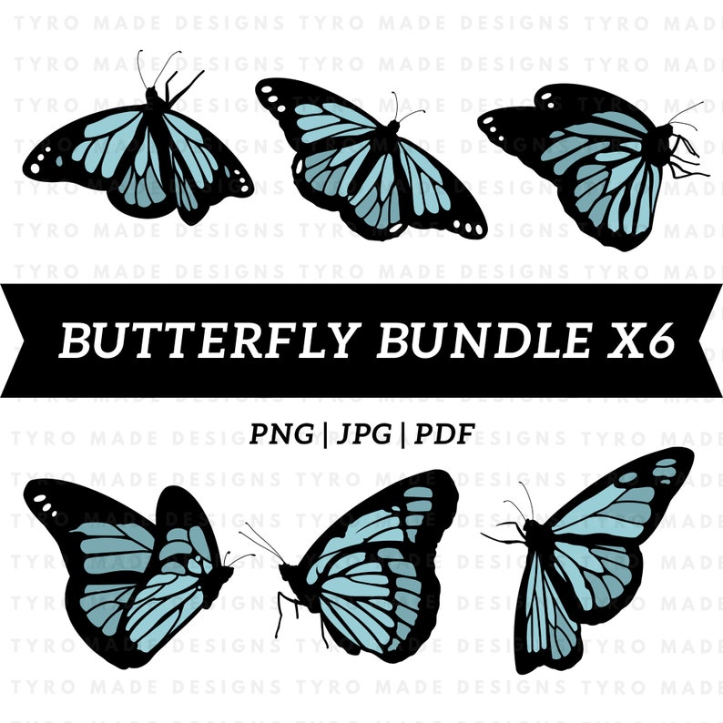 Digital File Blue Butterfly PNG Bundle Butterfly Cut Files PNG ...