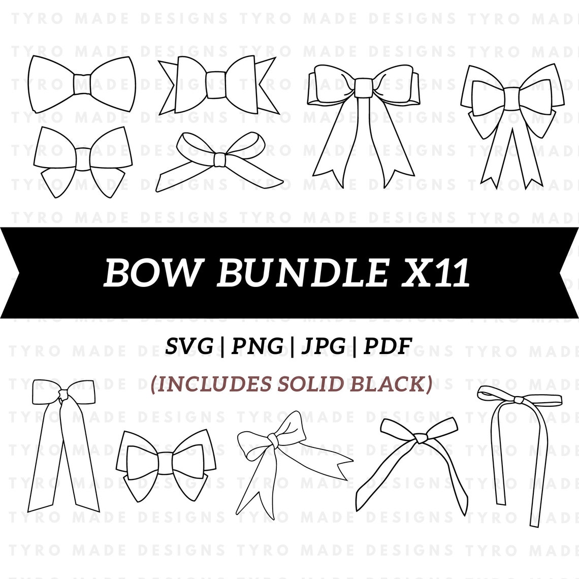 Bow Bundle SVG Ribbon Svg Clipart Bow Tie Svg Hair Bow Template DIY ...