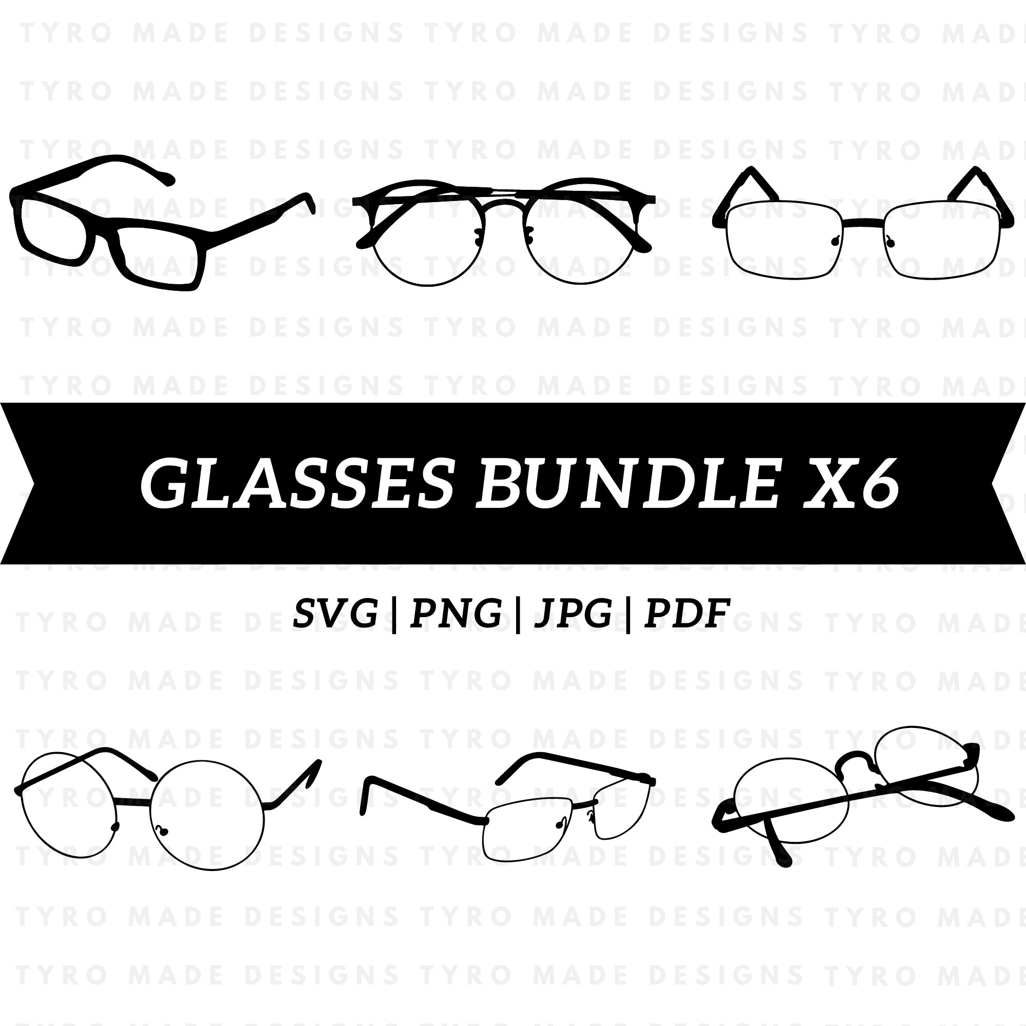 Glasses SVG Bundle Eyeglasses SVG Cut Files Hand Drawn Glasses Svg ...
