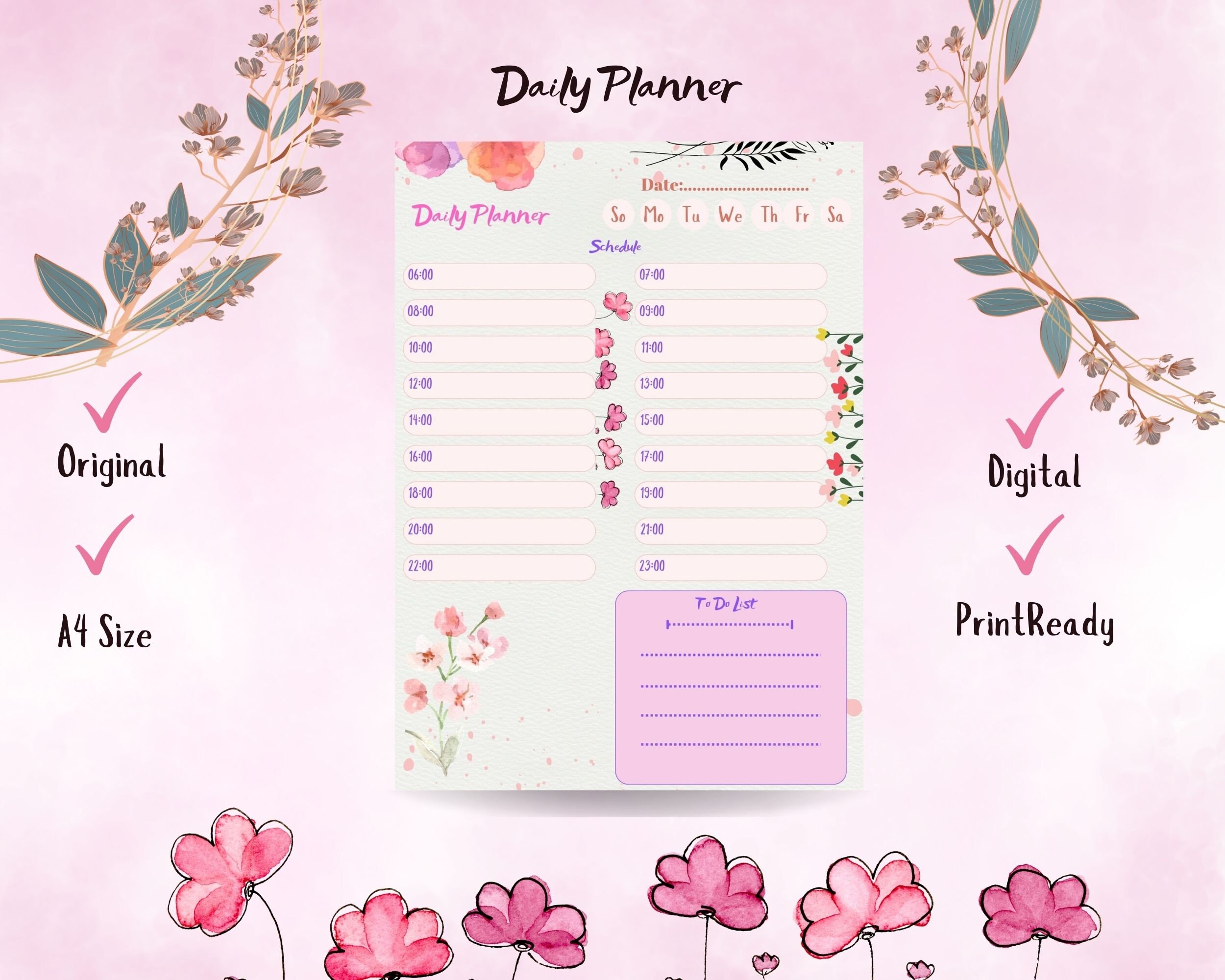 Floral Digital Planner Printable Planner Daily Journal for Kids - Etsy