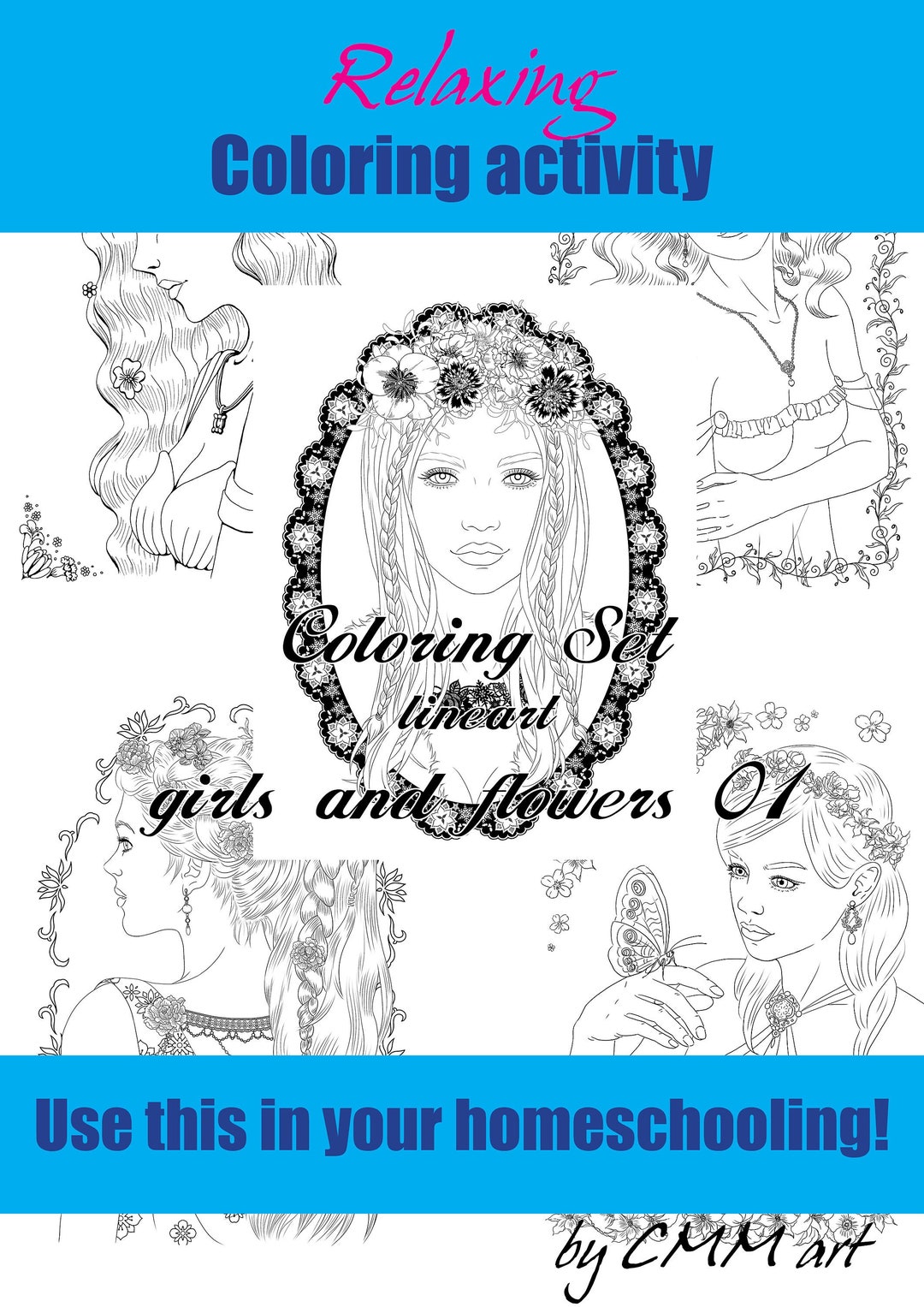 Printable Handdrawn Coloring Page Bundle of 5 Relaxing Activity for ...