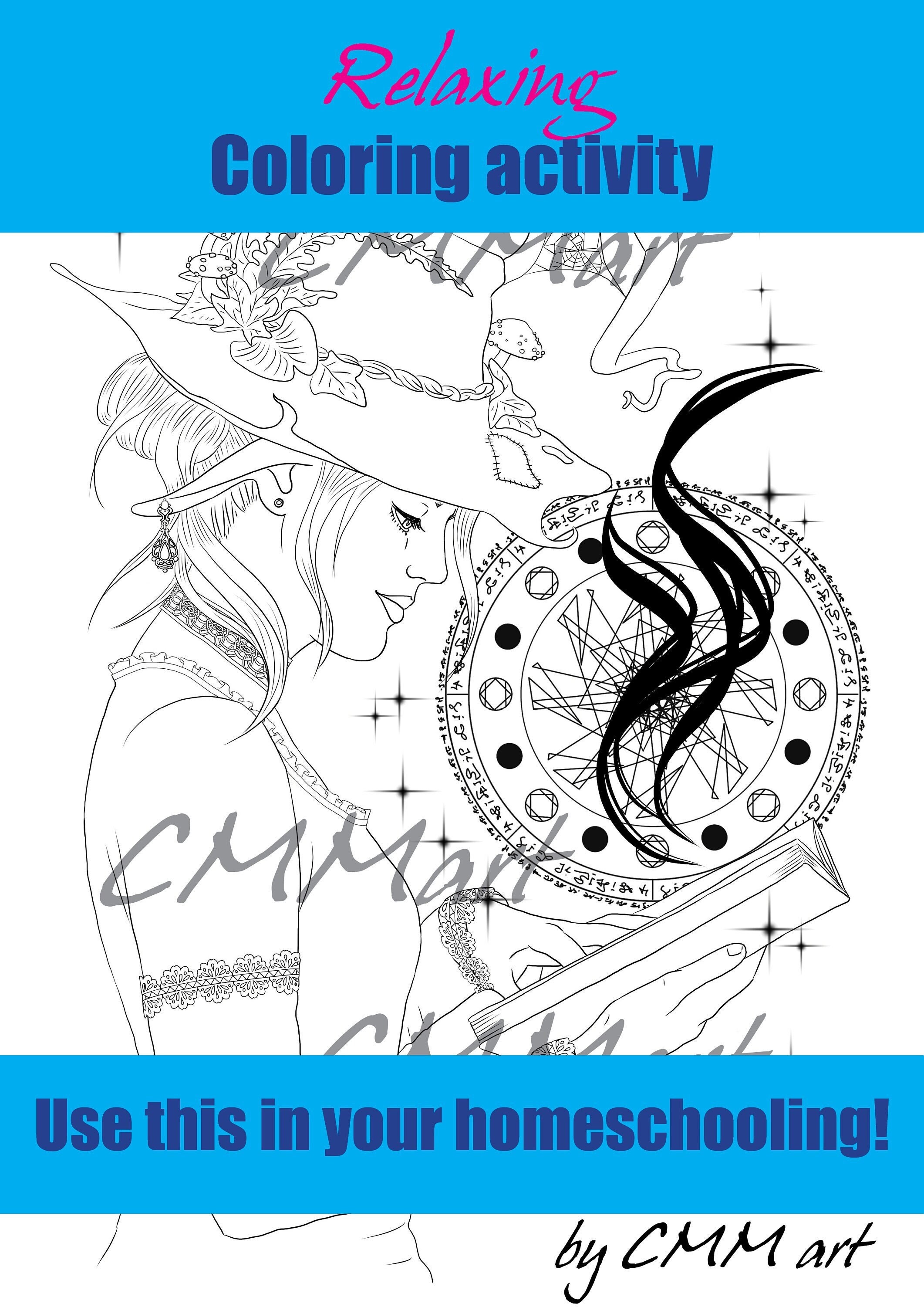 Printable Handdrawn Coloring Page Relaxing Activity for Home Schooling ...
