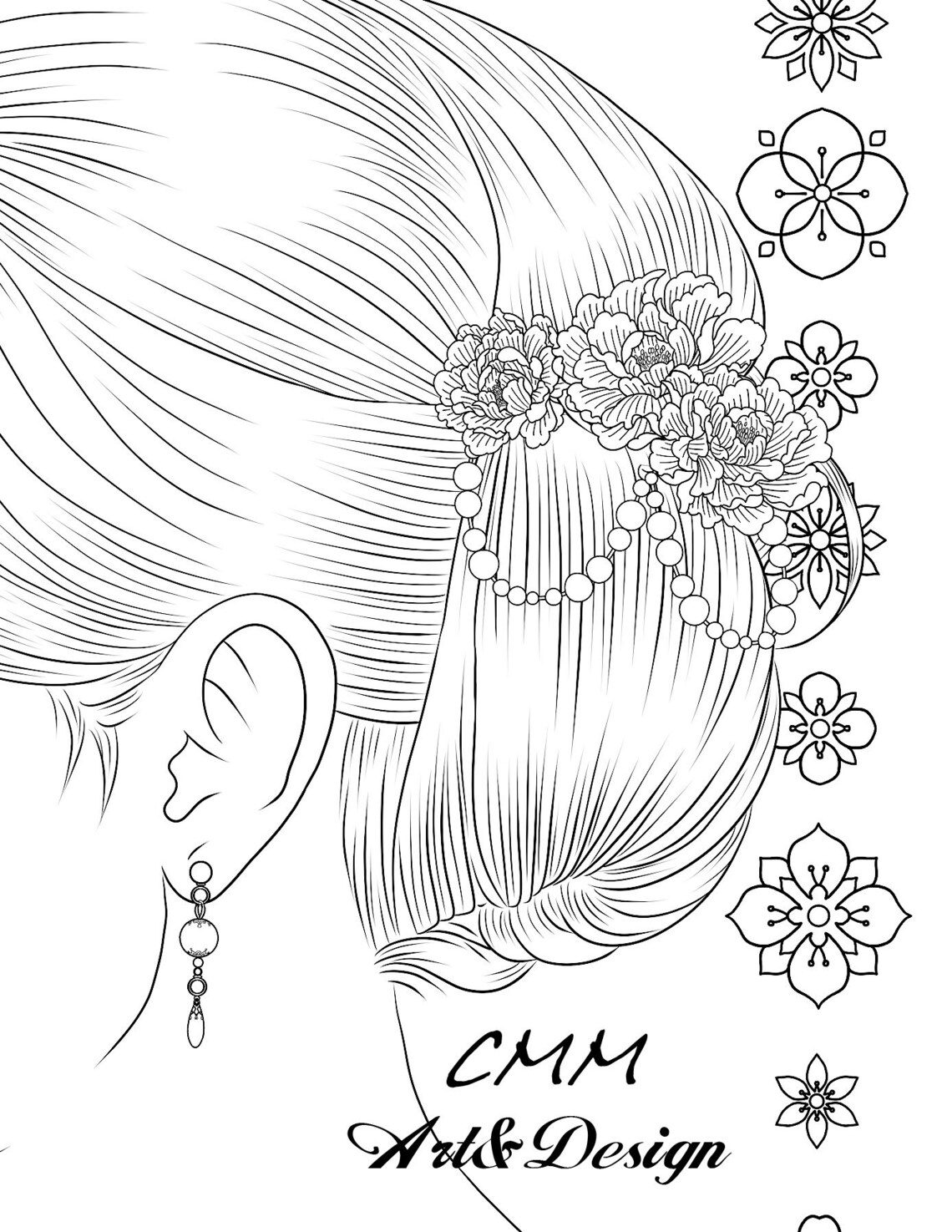 Printable Handdrawn Coloring Page Relaxing Activity for Home Schooling ...