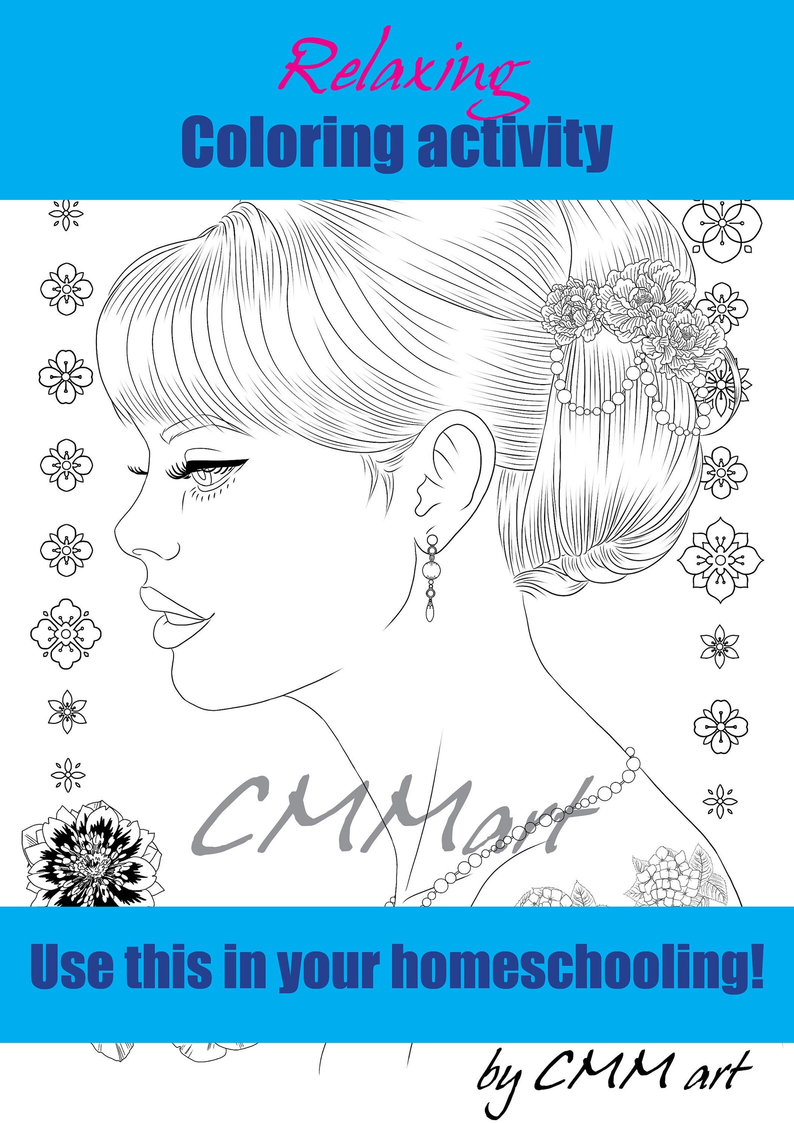 Printable Handdrawn Coloring Page Relaxing Activity for Home Schooling ...