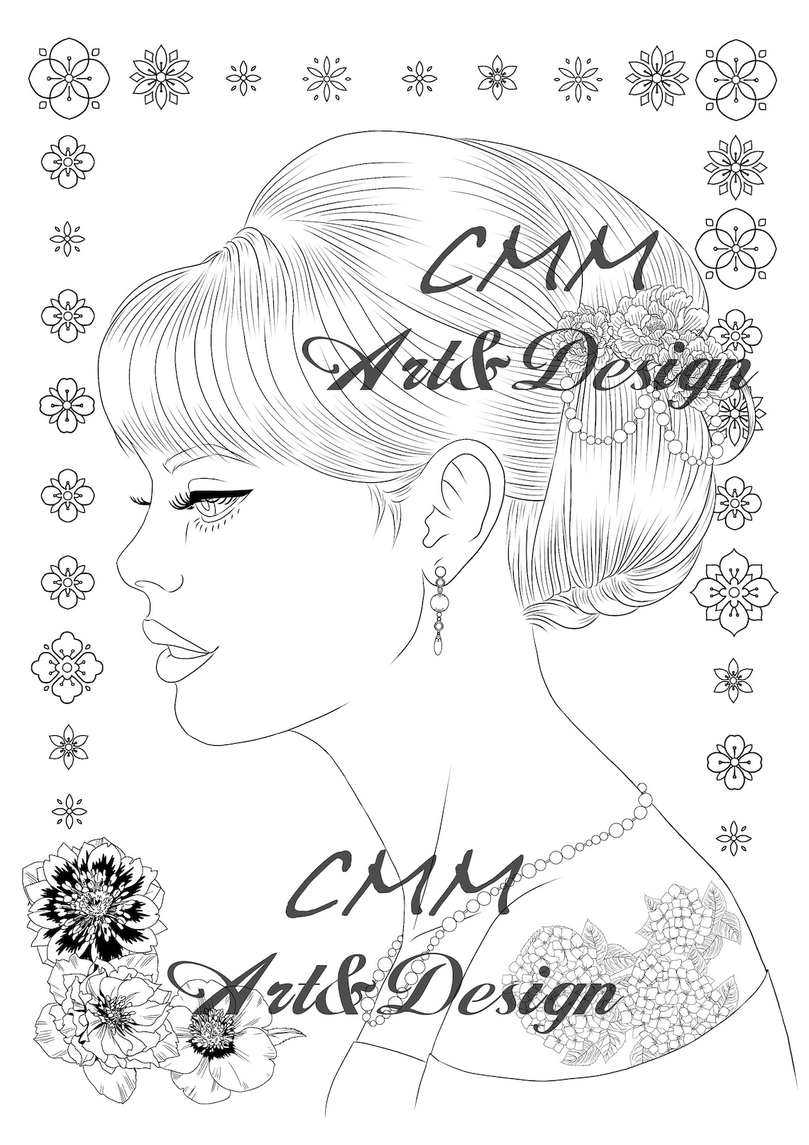 Printable Handdrawn Coloring Page Relaxing Activity for Home Schooling ...