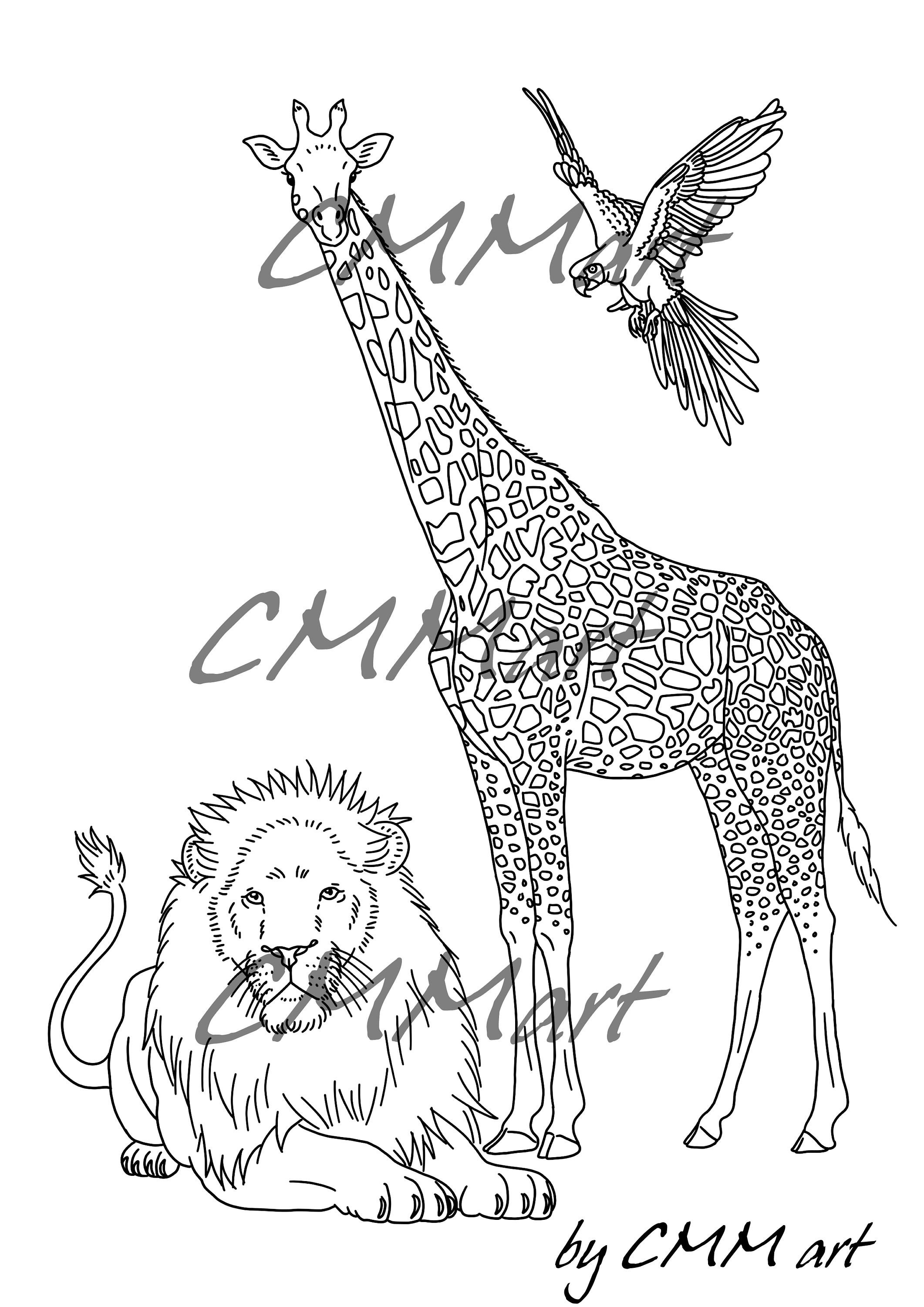 Zoo Animals Coloring Page Fine Motor Activity for Kids Home Schooling ...