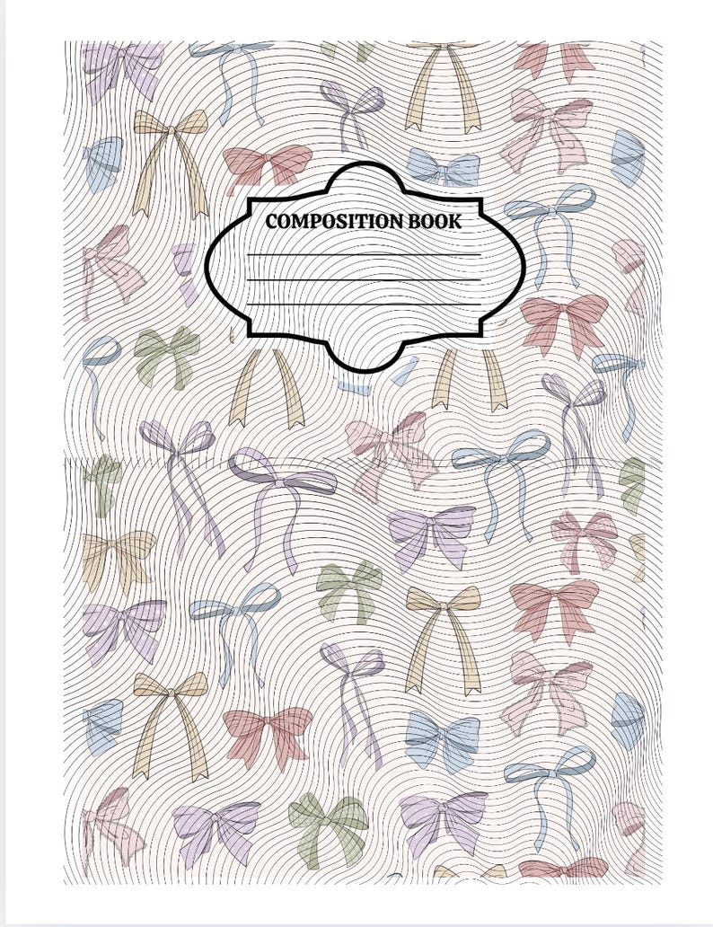 Digital Download Front & Back PNG Sticker Cover Printable Composition ...