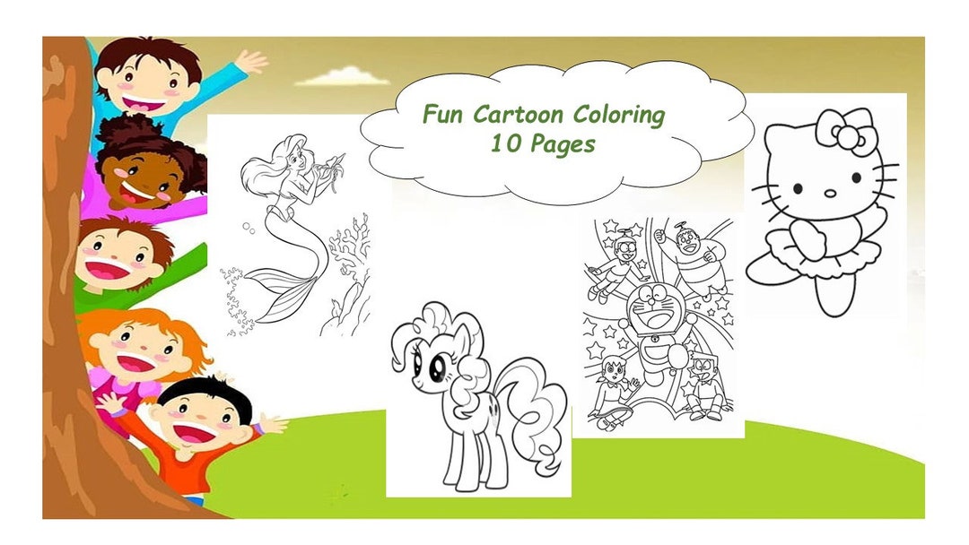 10 Pages Cute Cartoon Animation Coloring Pages for Kids, Toddler ...