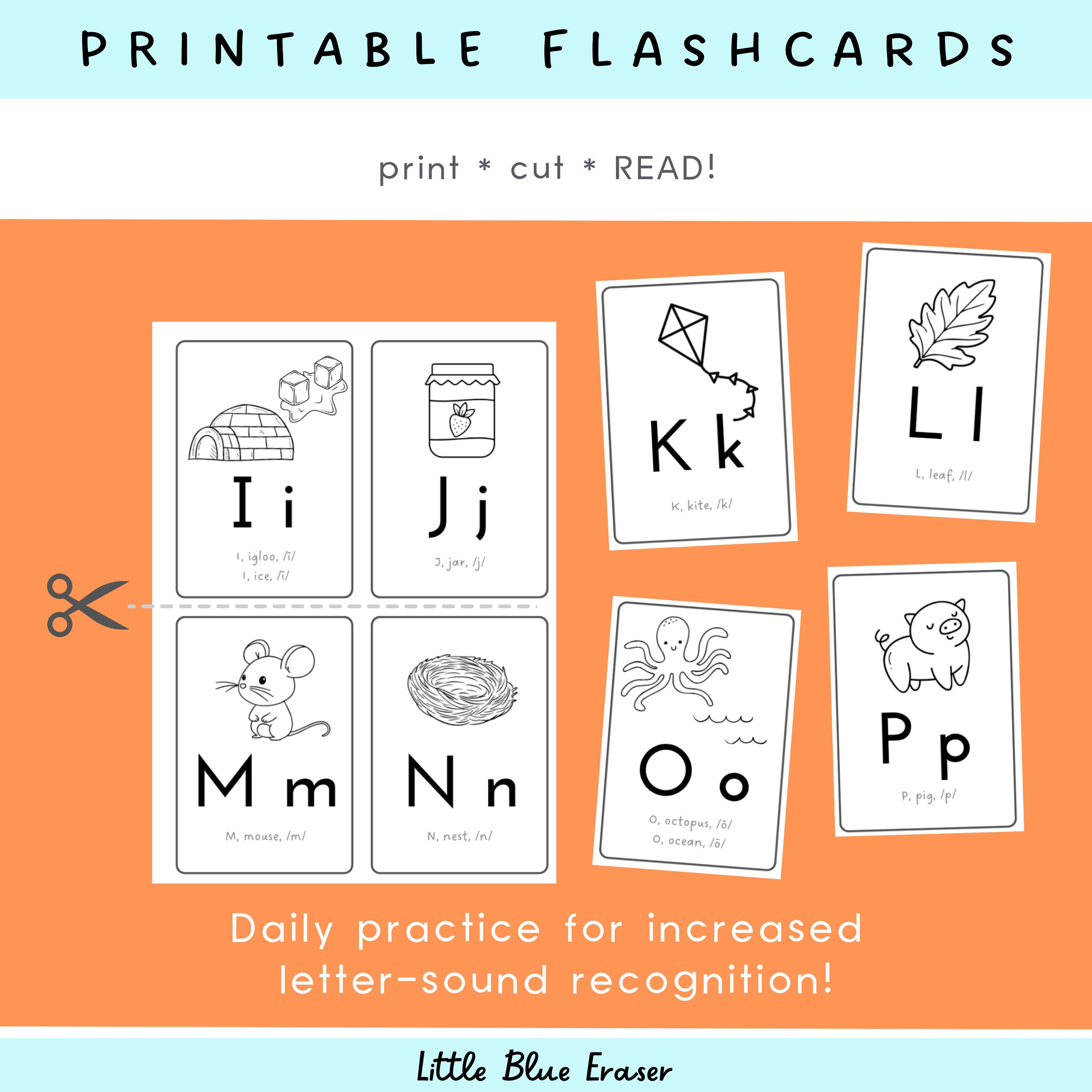 Printable Alphabet Flashcards Prek Kindergarten Letter Sound ...