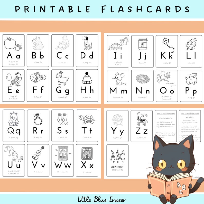 Printable Alphabet Flashcards Prek Kindergarten Letter Sound ...