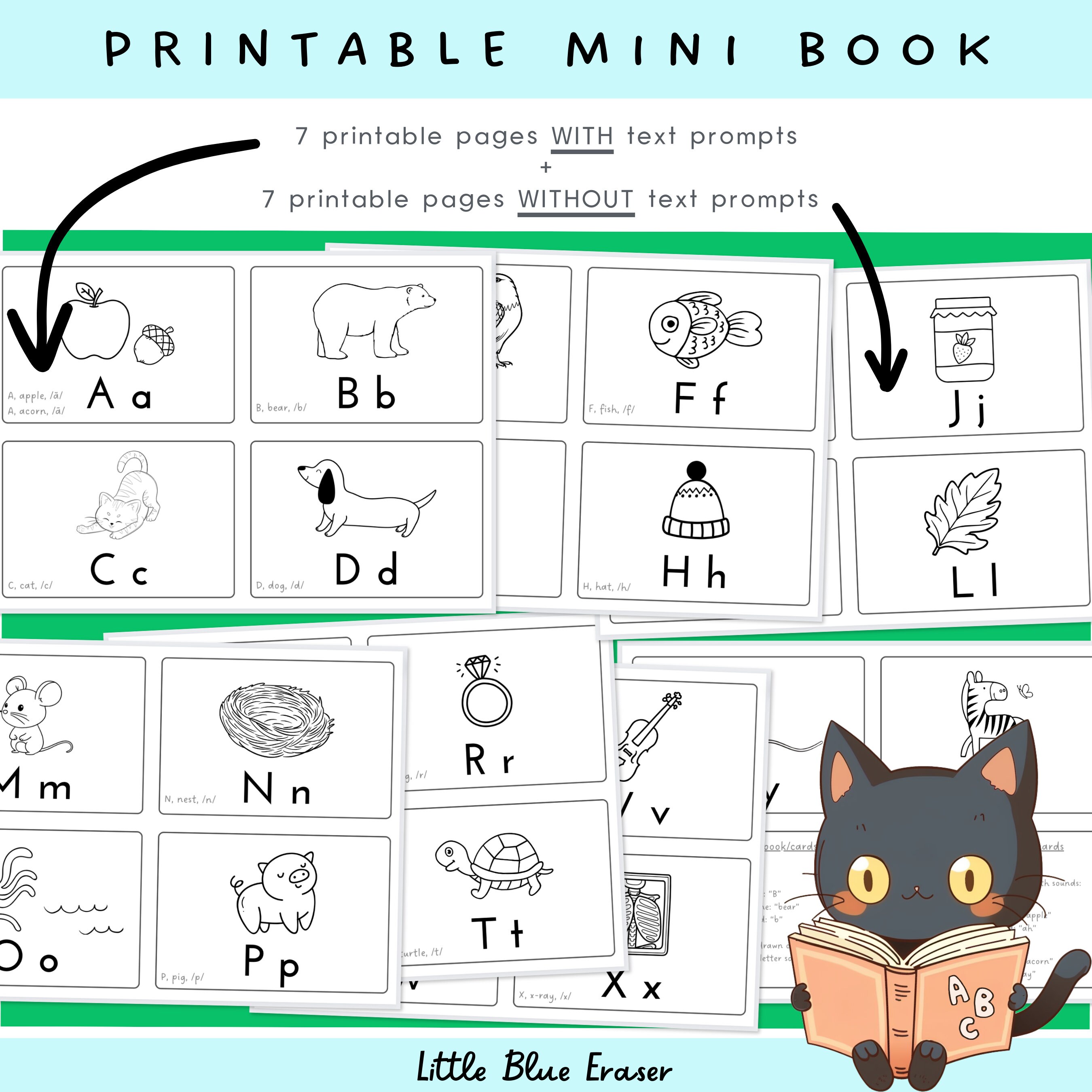 Printable Alphabet Mini Book | Prek Kindergarten | Letter Sound ...