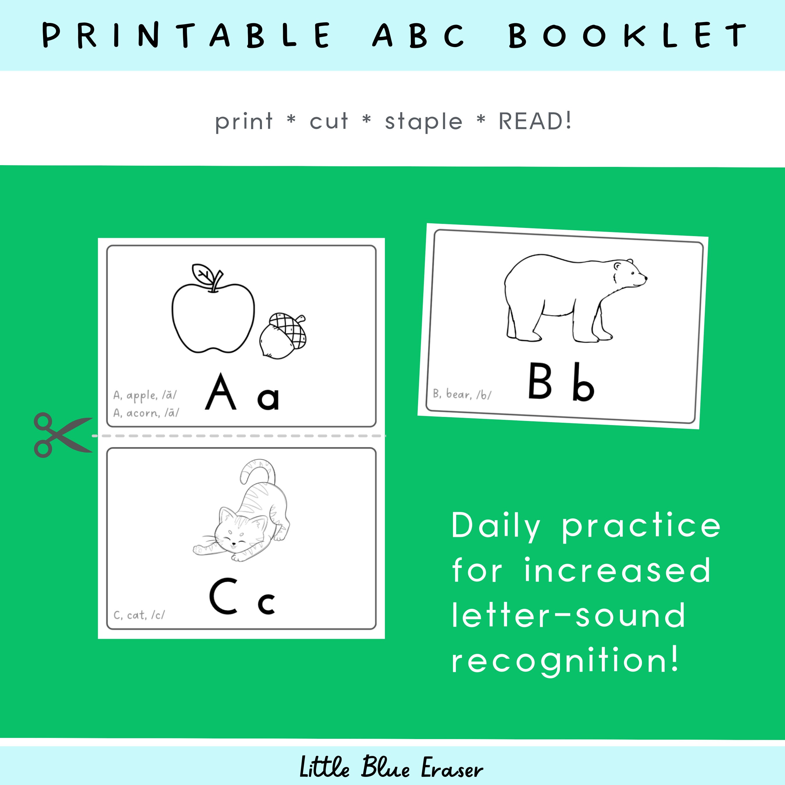 Printable Alphabet Mini Book | Prek Kindergarten | Letter Sound ...