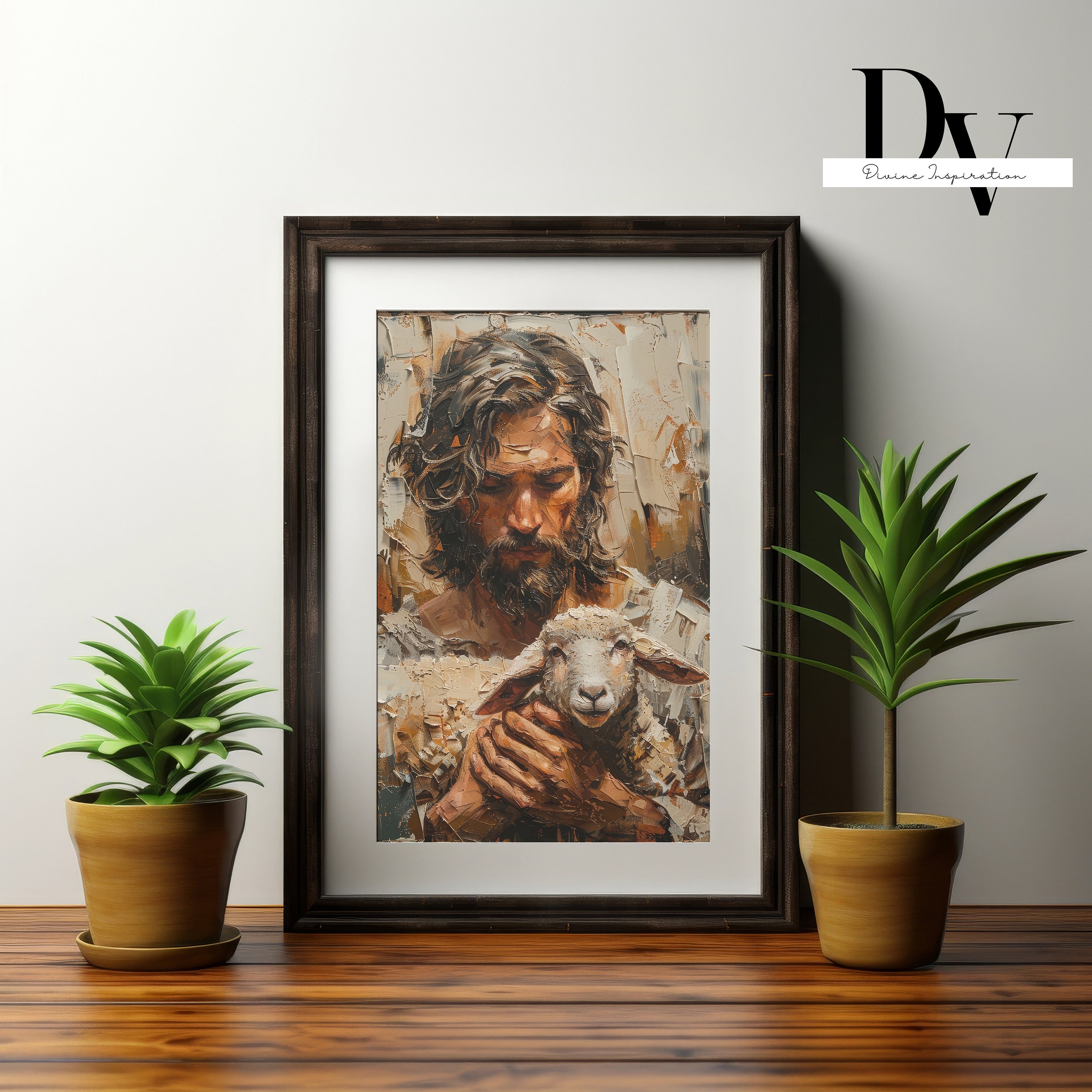 Jesus and the Lamb, Bible Art, Christian Art, Digital Download ...