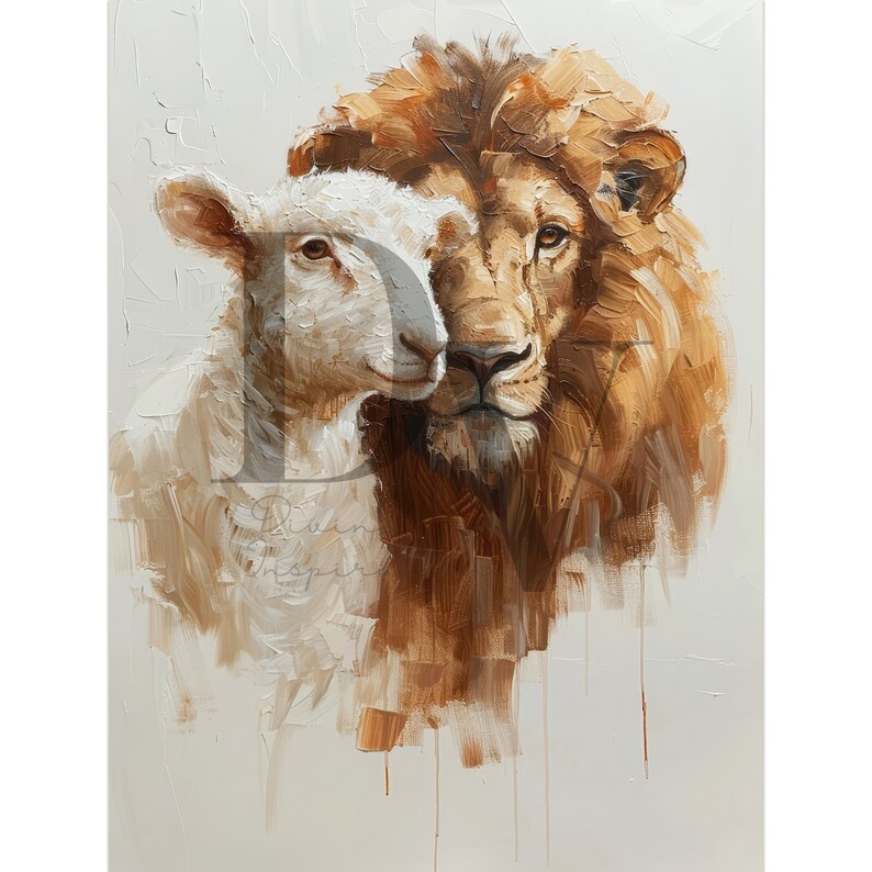 Lion and Lamb, Christian Art, Digital Download, Printable Digital Art ...