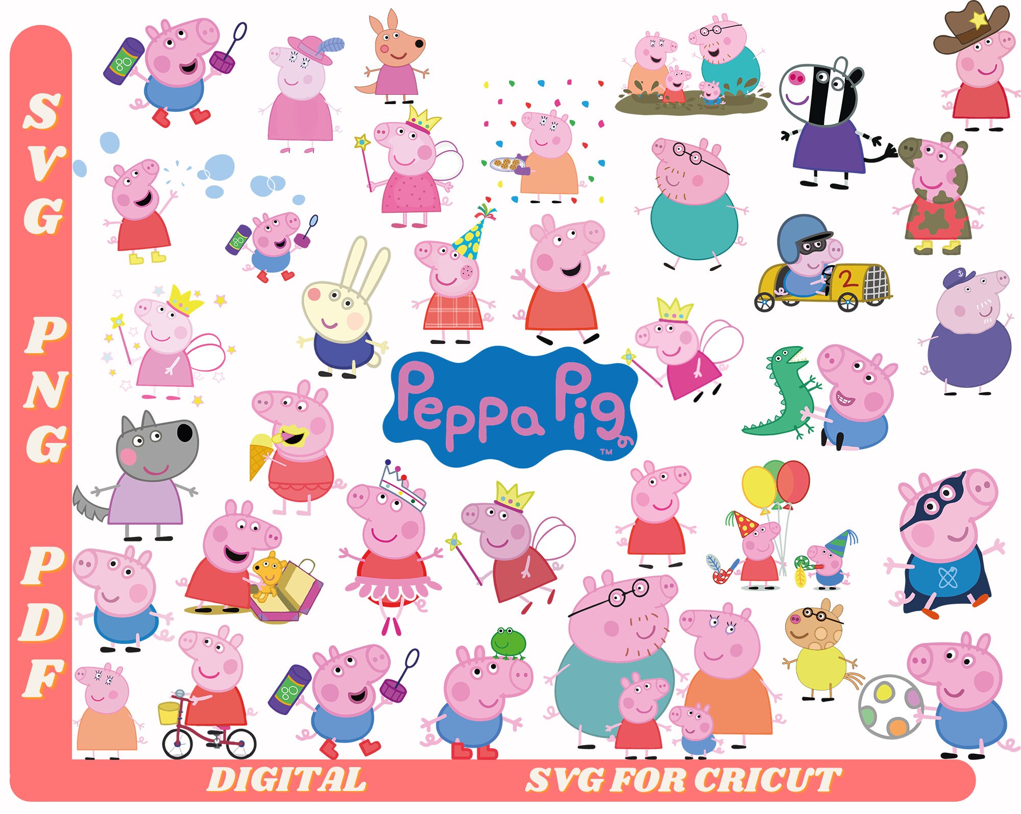 Peppa Pig SVG, Bundle Layered SVG, Layered and Instant Download, Svg ...