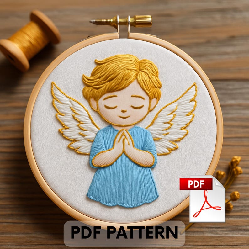 Baby Angel Embroidery Pattern | DIY Christmas Nursery Hoop Art (PDF) - Etsy