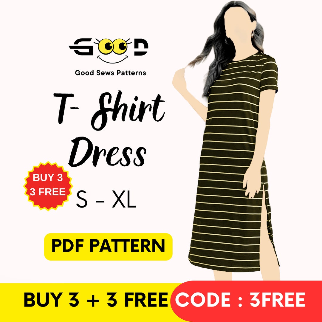 T- Shirt Dress Sewing Pattern | S-XL | Easy Dress Sewing Pattern PDF ...